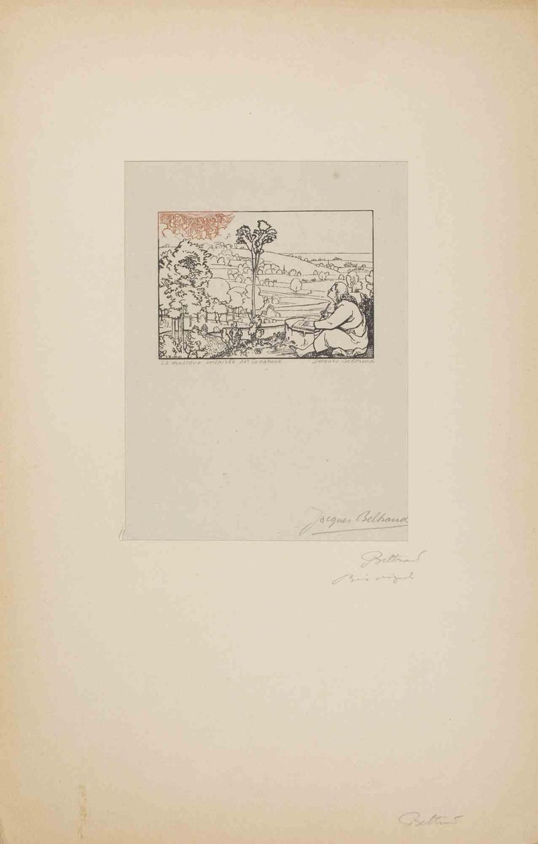 Jacques Bethand - Landscape - Woodcut by Jacques Bethand - Early 20th ...