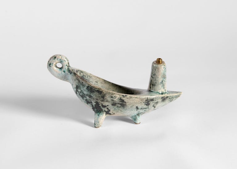 Jacques Blin, Blue Glazed Ceramic Lamp Base, France, Mid-20th Century ...