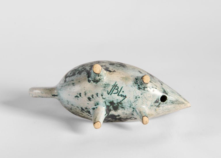 Jacques Blin, Blue Glazed Ceramic Lamp Base, France, Mid-20th Century ...