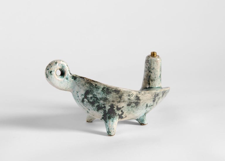 Jacques Blin, Blue Glazed Ceramic Lamp Base, France, Mid-20th Century ...