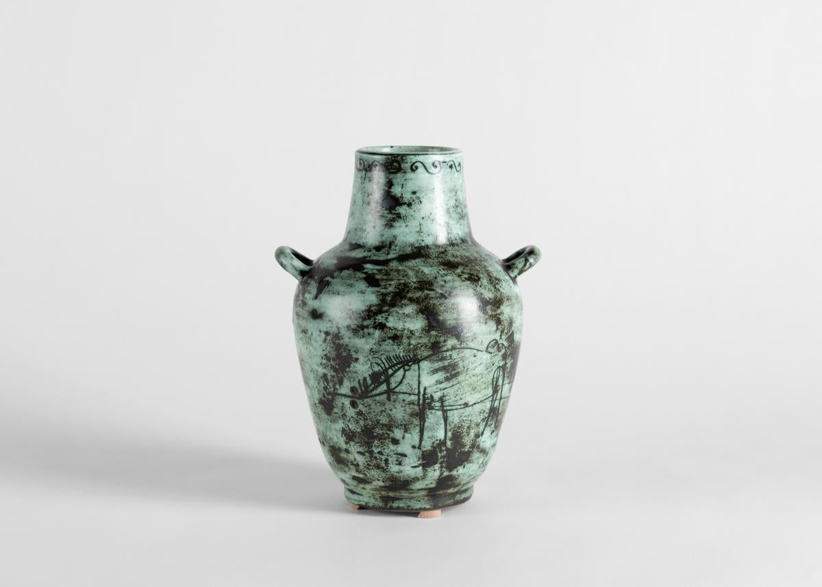 Jacques Blin, Blue Glazed Ceramic Vase, France, Mid-Twentieth Century ...