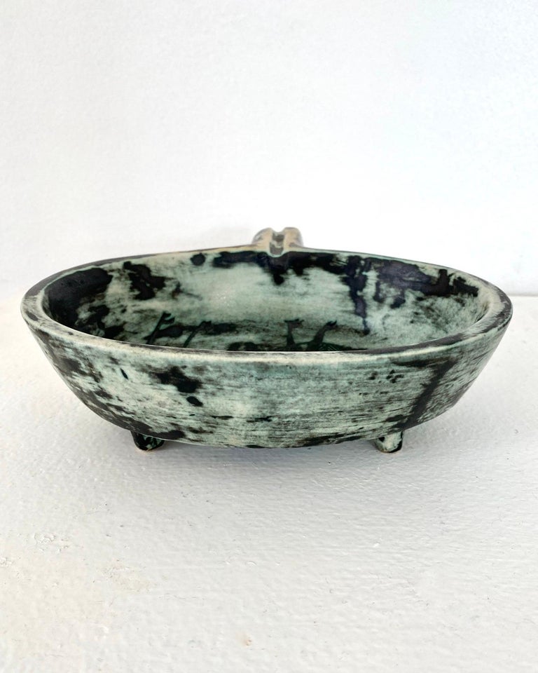 Jacques Blin French Ceramic Dish Bull Drawing with Iconic Pale Blue ...