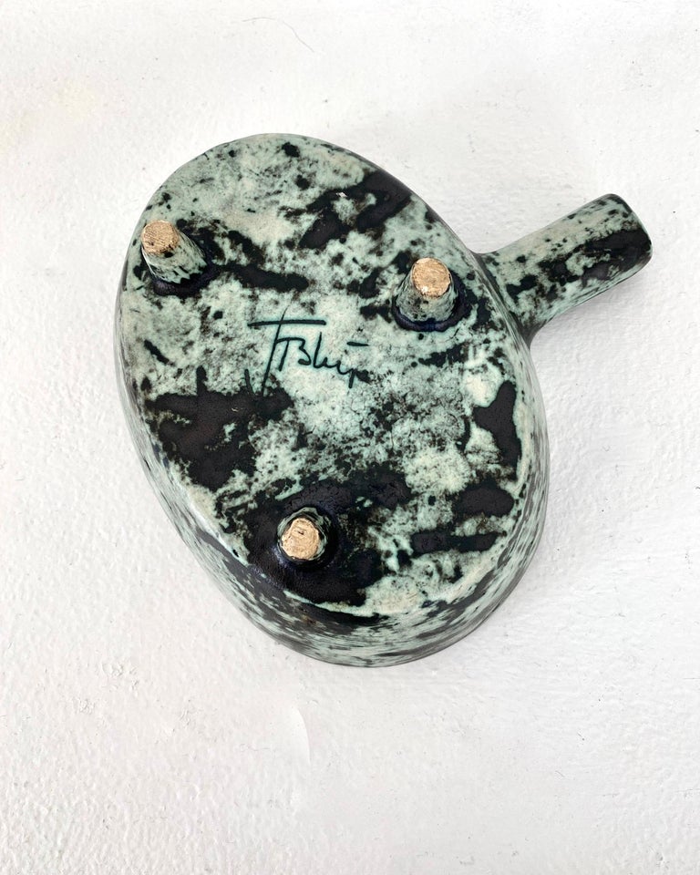 Jacques Blin French Ceramic Dish Bull Drawing with Iconic Pale Blue ...
