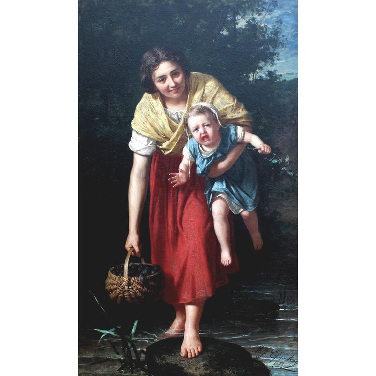 Jacques Chantron 'French 1842-1918' 19th Century Oil on Canvas "Mother ...