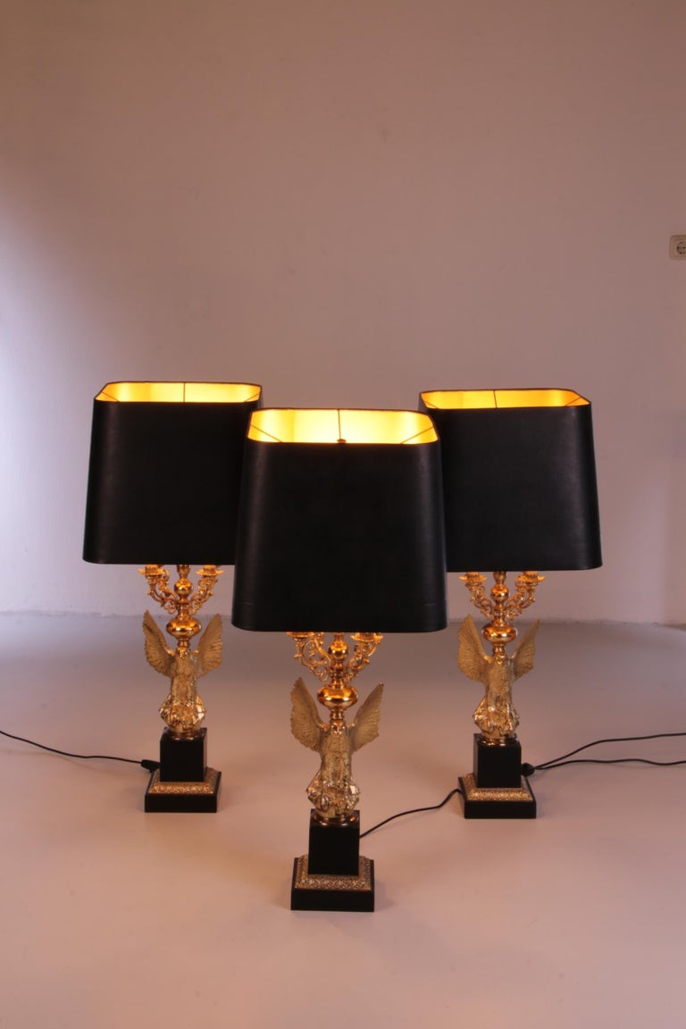 Jacques Charles for Maison Charles, Eagle Guilded Table Lamp by Maison ...