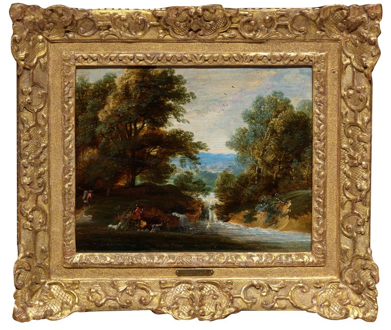 Jacques d'Arthois - Waterfall Landscape Painting on Panel signed by ...