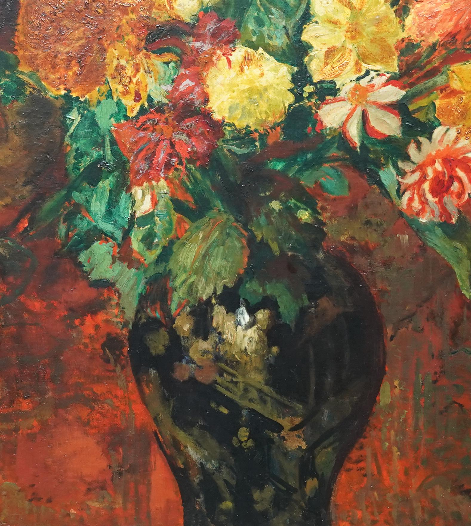 Jacques Emile Blanche - Arreglo floral con girasoles - Pintura al óleo ...