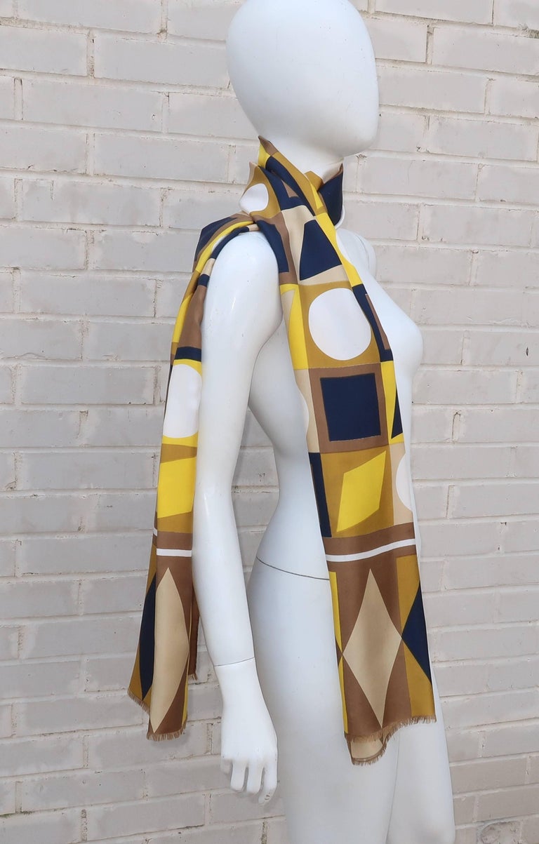 Jacques Fath Graphic Extra Long Silk Scarf, 1950s at 1stDibs