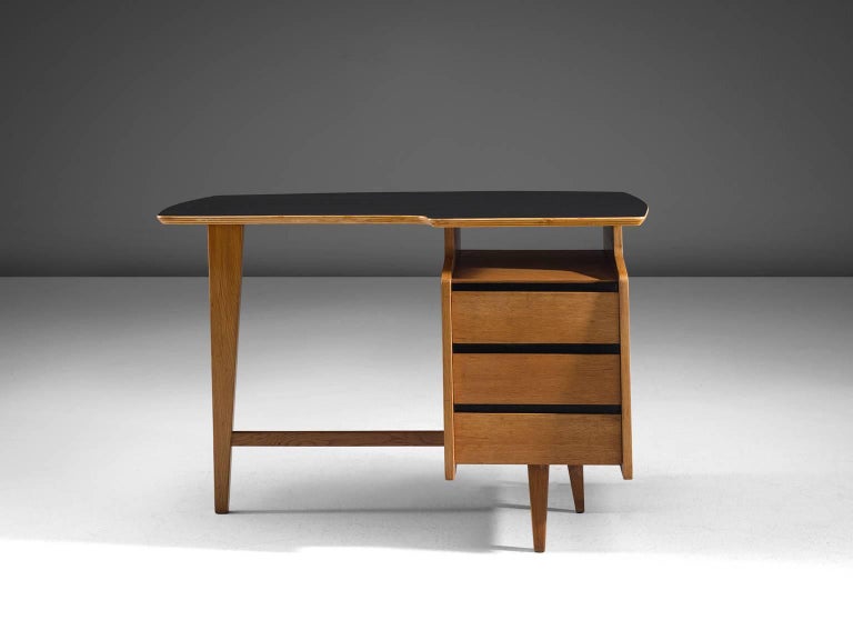 Jacques Hauville Small Oak Writing Desk For Sale at 1stDibs | small oak ...