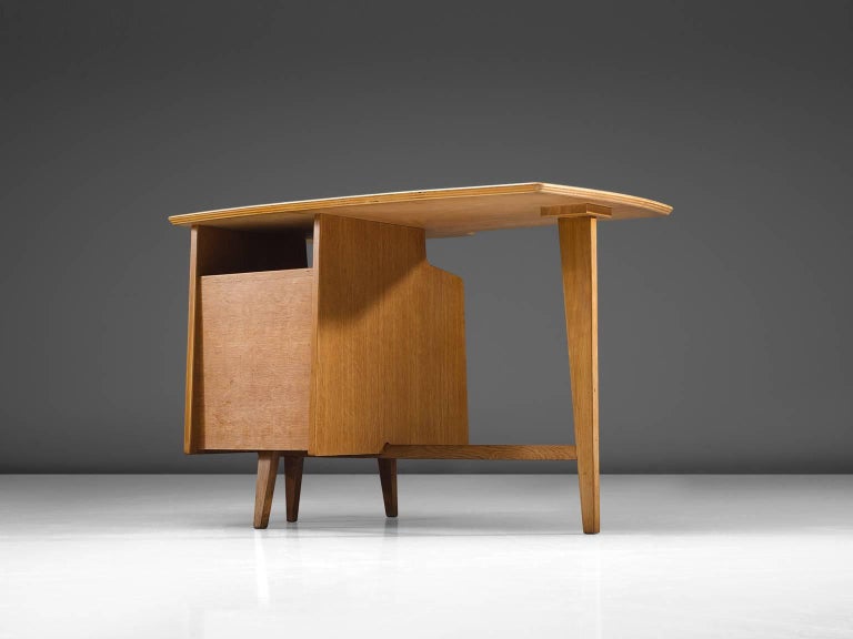 Jacques Hauville Small Oak Writing Desk For Sale at 1stDibs | small oak ...
