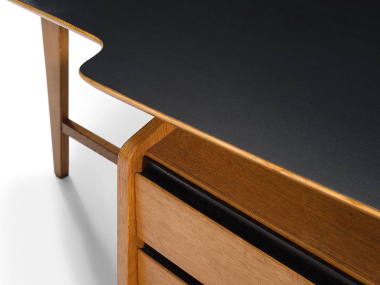 Jacques Hauville Small Oak Writing Desk For Sale at 1stDibs | small oak ...