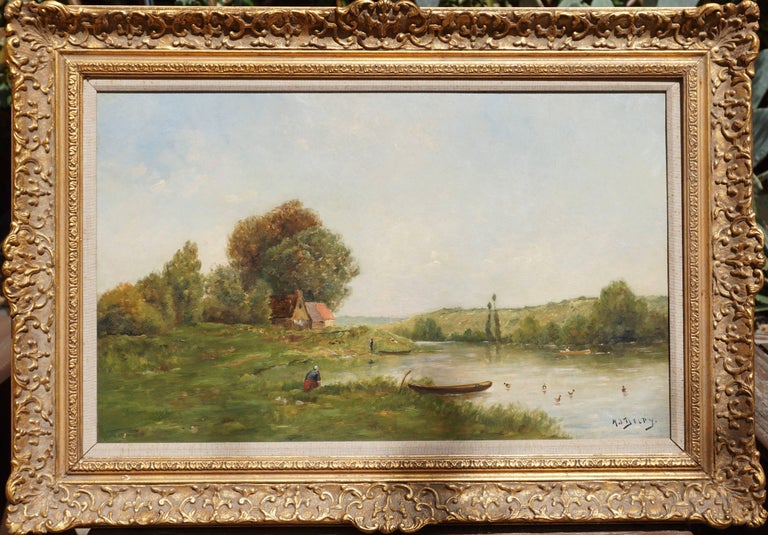 Jacques Henri Delpy Barbizon Painting “Bordes De Riviere” at 1stDibs