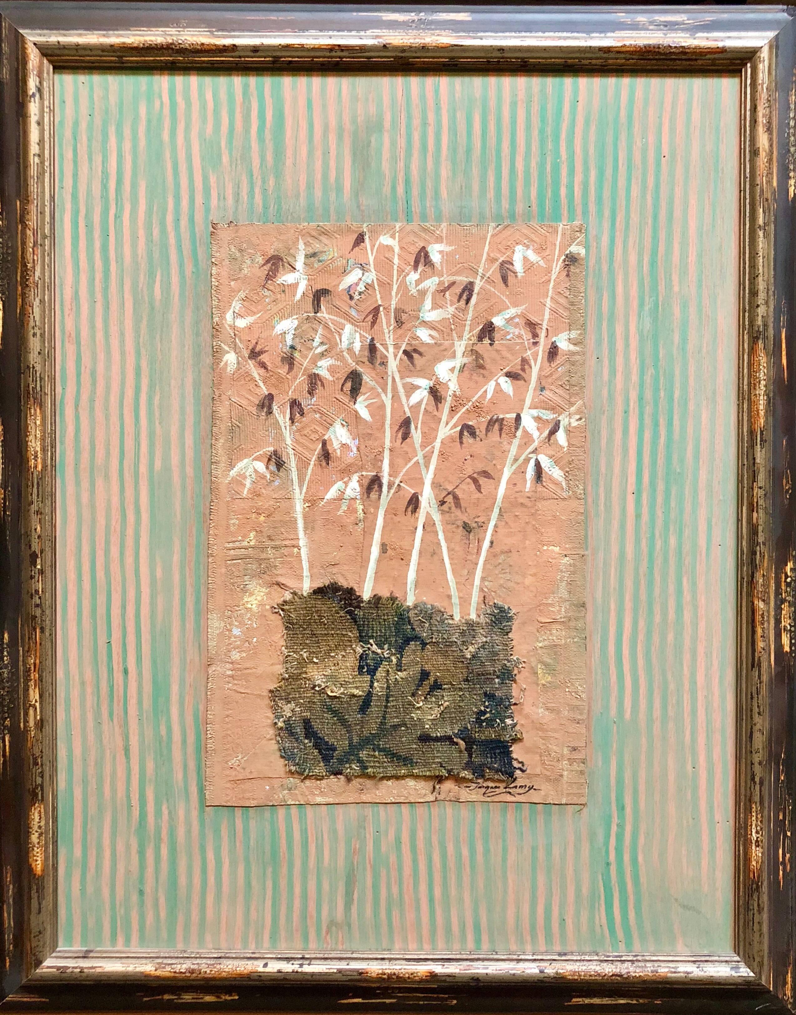 Jacques Lamy - Mixed Media Floral Oil Painting Collage Bouquet of ...