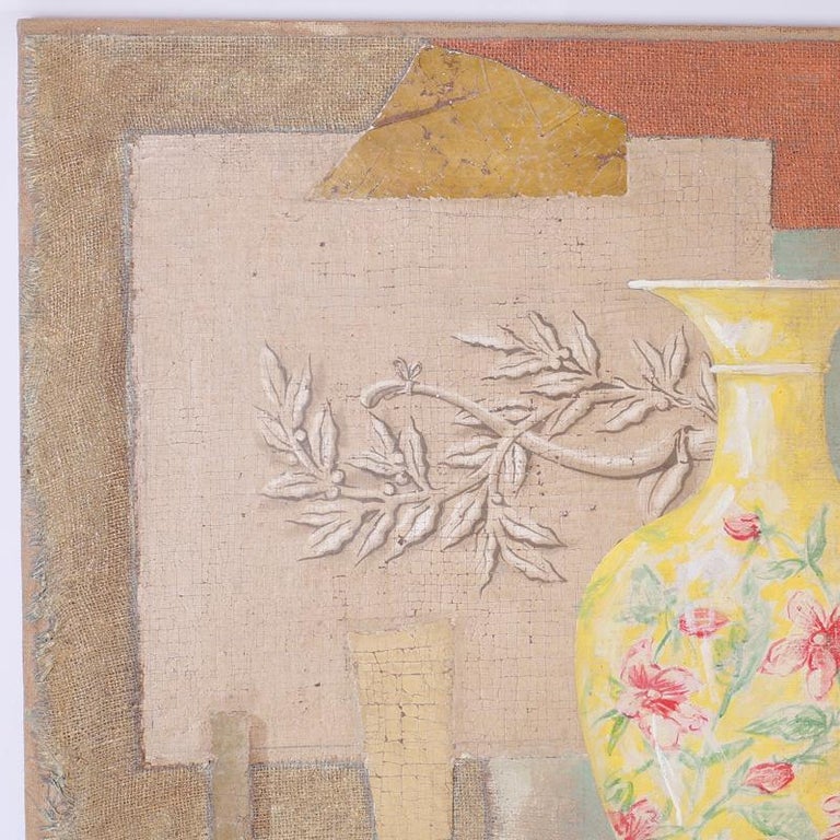 Jacques Lamy - Still Life Oil Painting on Burlap For Sale at 1stDibs