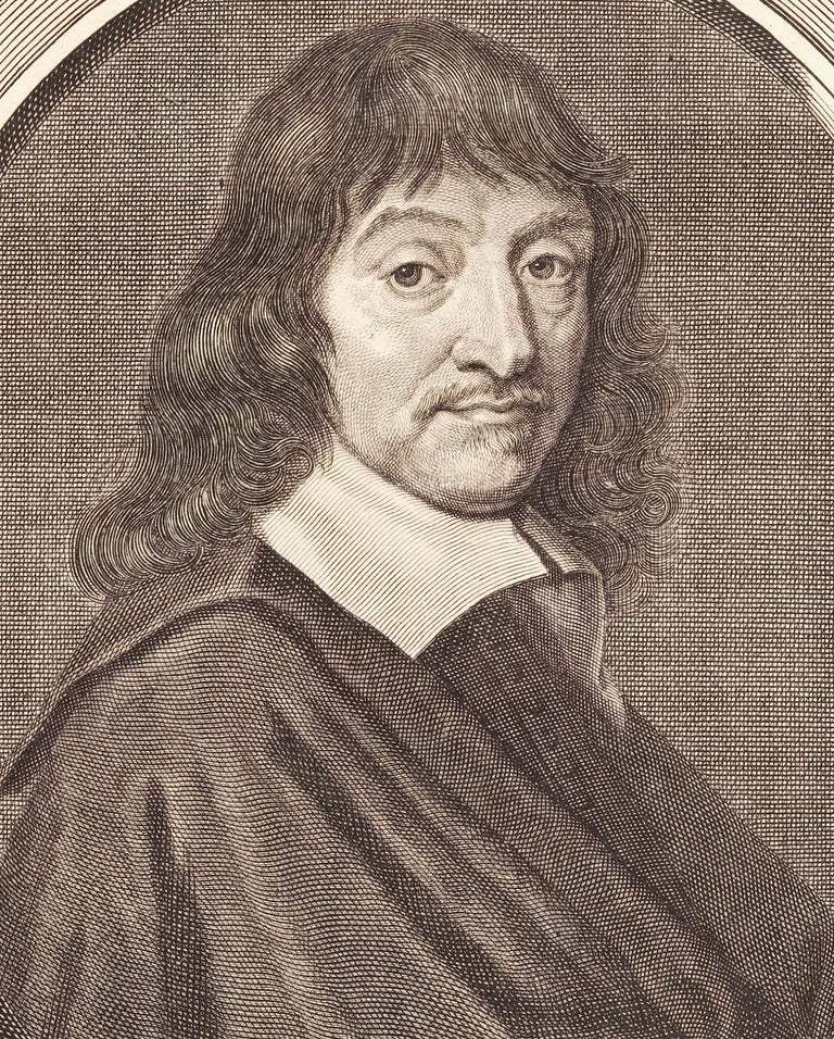 Jacques Lubin - Rene Descartes Portrait: 17th C. Engraving by Lubin in ...