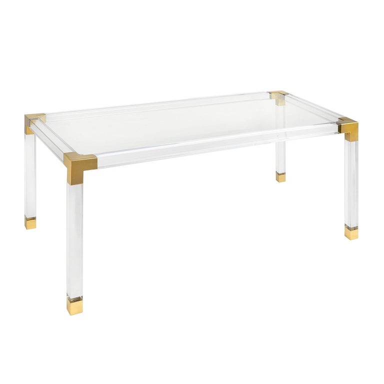 Jacques Lucite and Brass Dining Table at 1stDibs