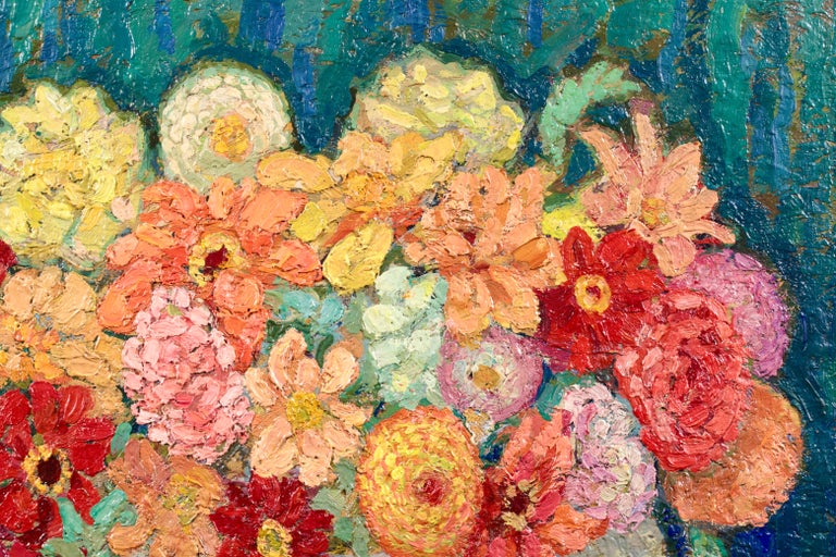 Jacques Martin-Ferrières - Dahlias in a Bowl -Post Impressionist Still ...