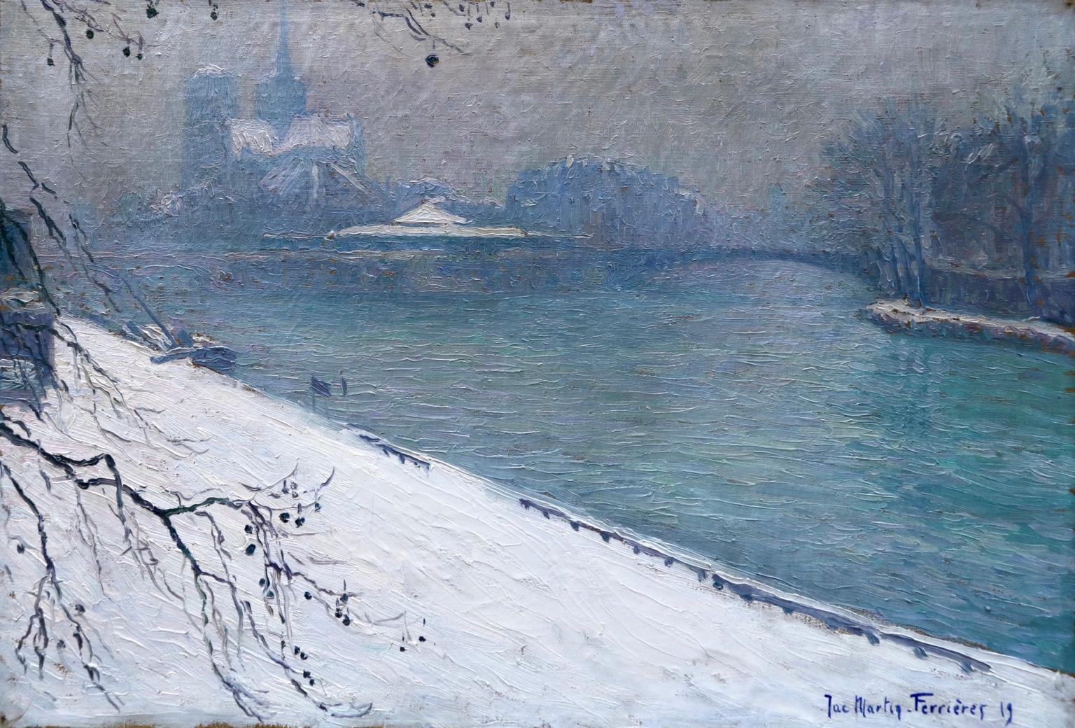 Jacques Martin-Ferrières - La Neige - Paris 1919 - 20th Century Oil ...