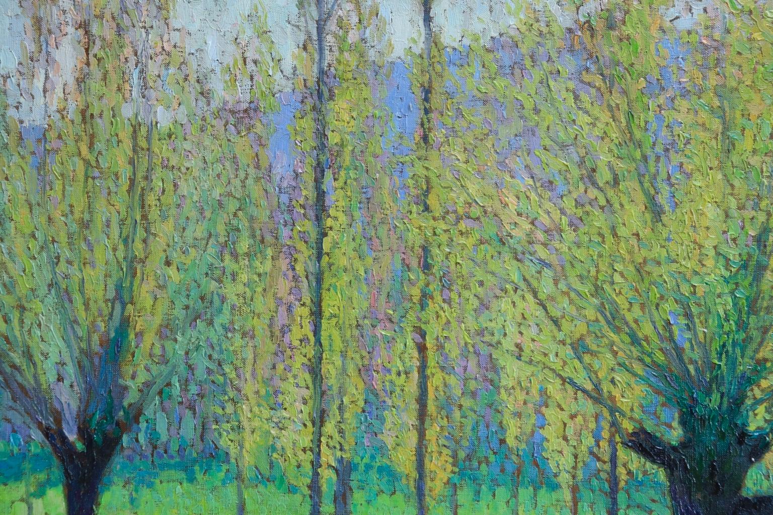 Jacques Martin-Ferrières - Peupliers au printemps au bord du Vert ...