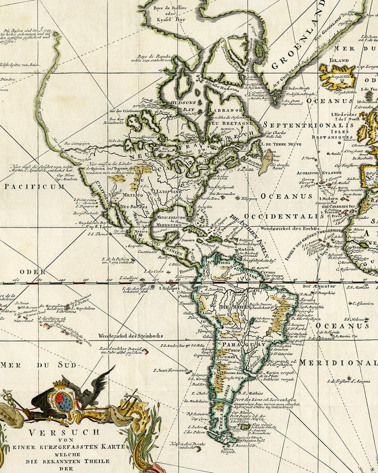 Jacques-Nicolas Bellin - Antique world map - Erdkugel and compass by ...