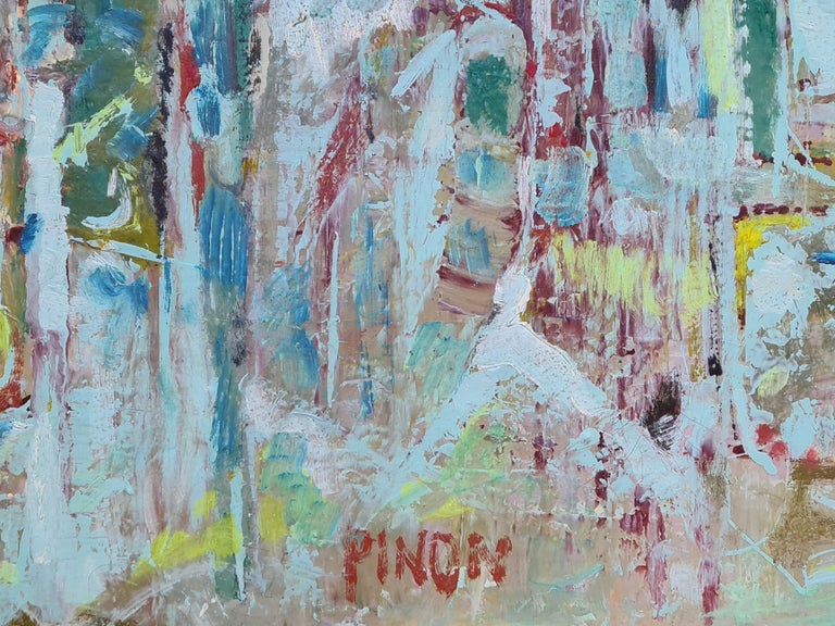 Jacques Pinon - Composition in Red and Blue, French Abstract ...