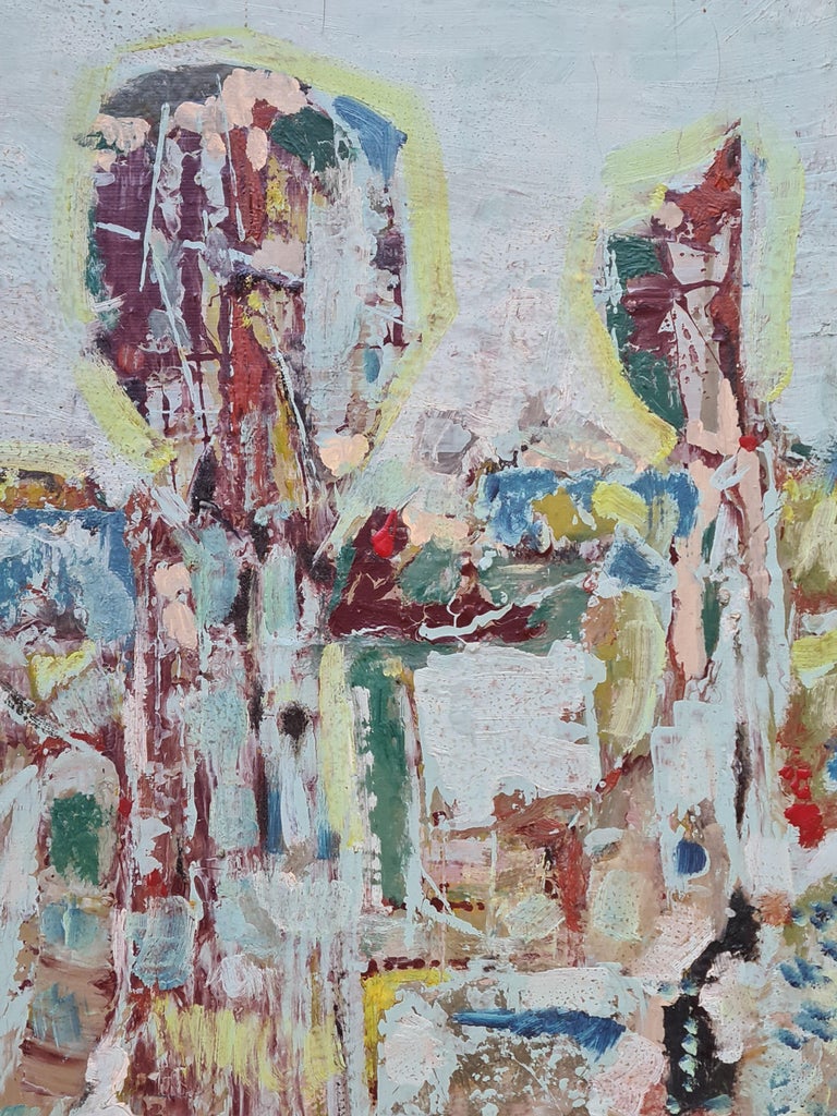 Jacques Pinon - Composition in Red and Blue, French Abstract ...