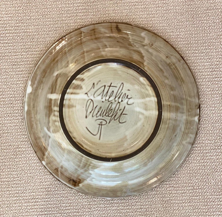 Jacques Pouchain Ceramic Dish with Stylized Bird, 1960s For Sale at 1stDibs