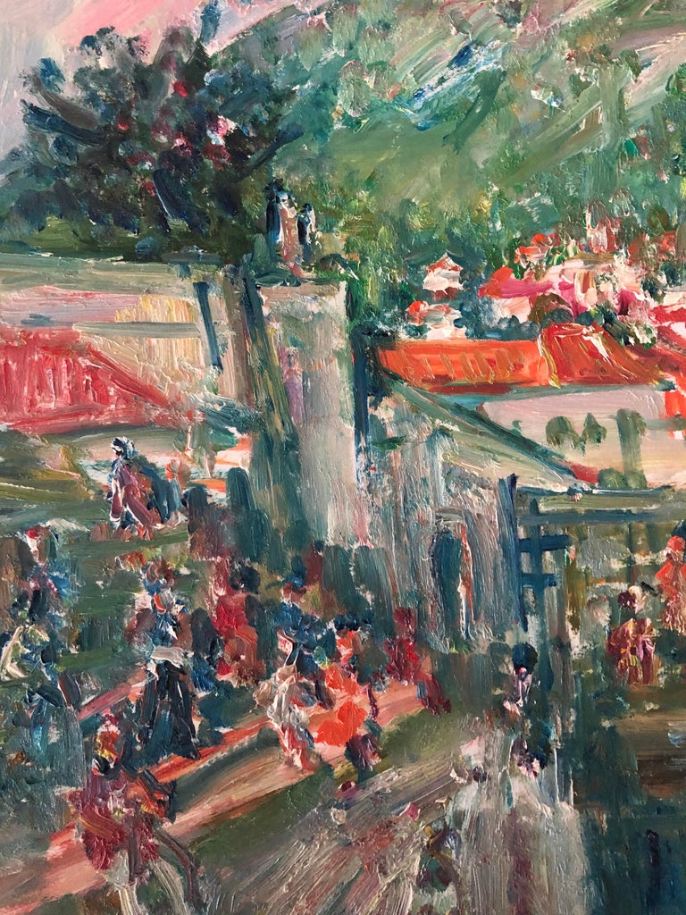 Jacques Zucker - French Riviera Harbor Scene Oil Painting Ecole D'Paris ...