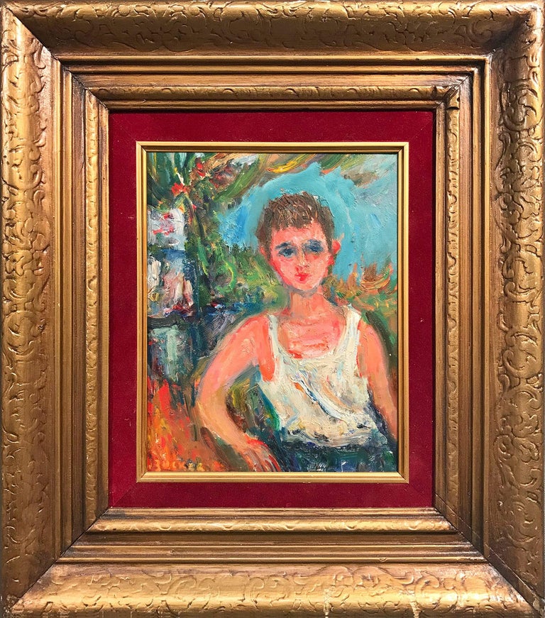 Jacques Zucker - "Portrait of Young Boy" Post-Impressionism French Oil ...