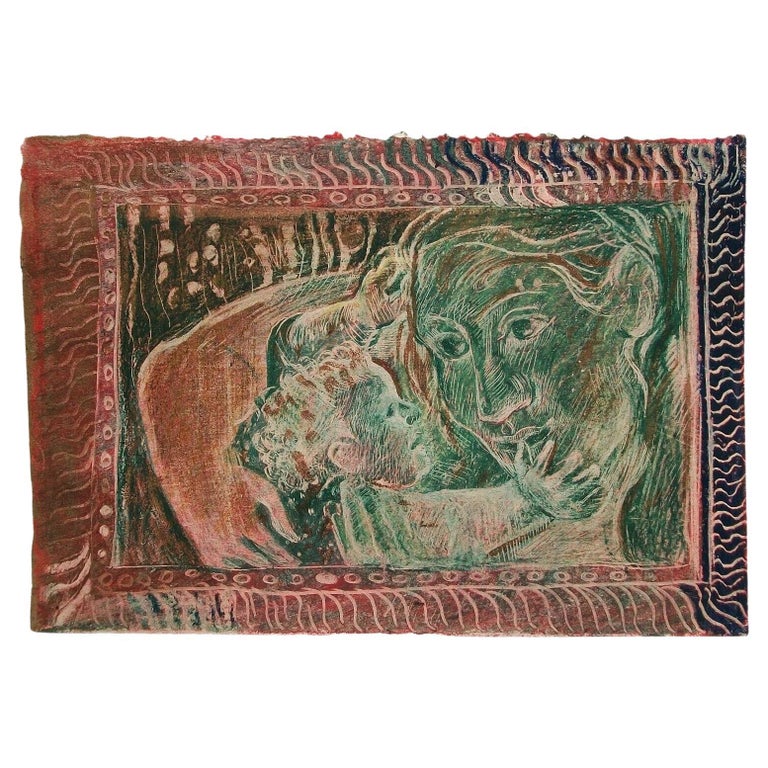 Jacquie Jacobs, 'Self Portrait', Scraped Oil Stick Drawing, Canada, C ...