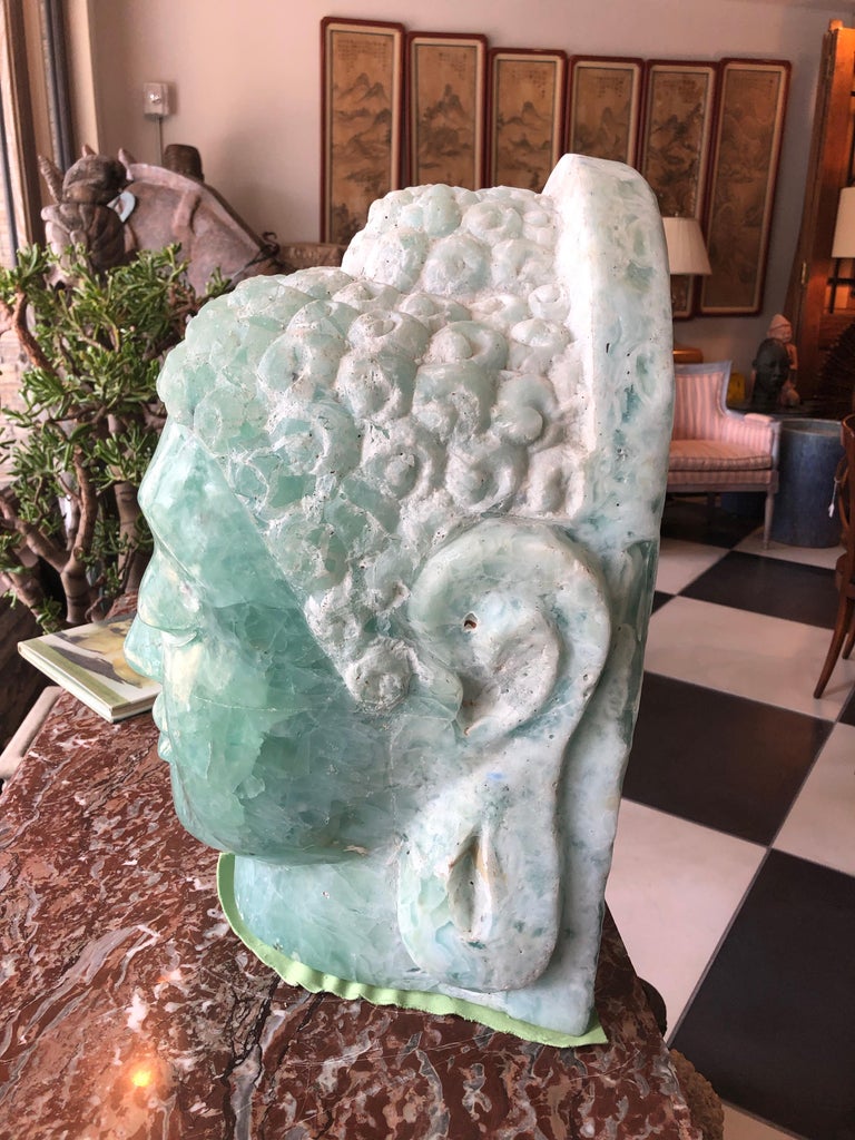 Jade and Glass Buddha Head Statue at 1stDibs