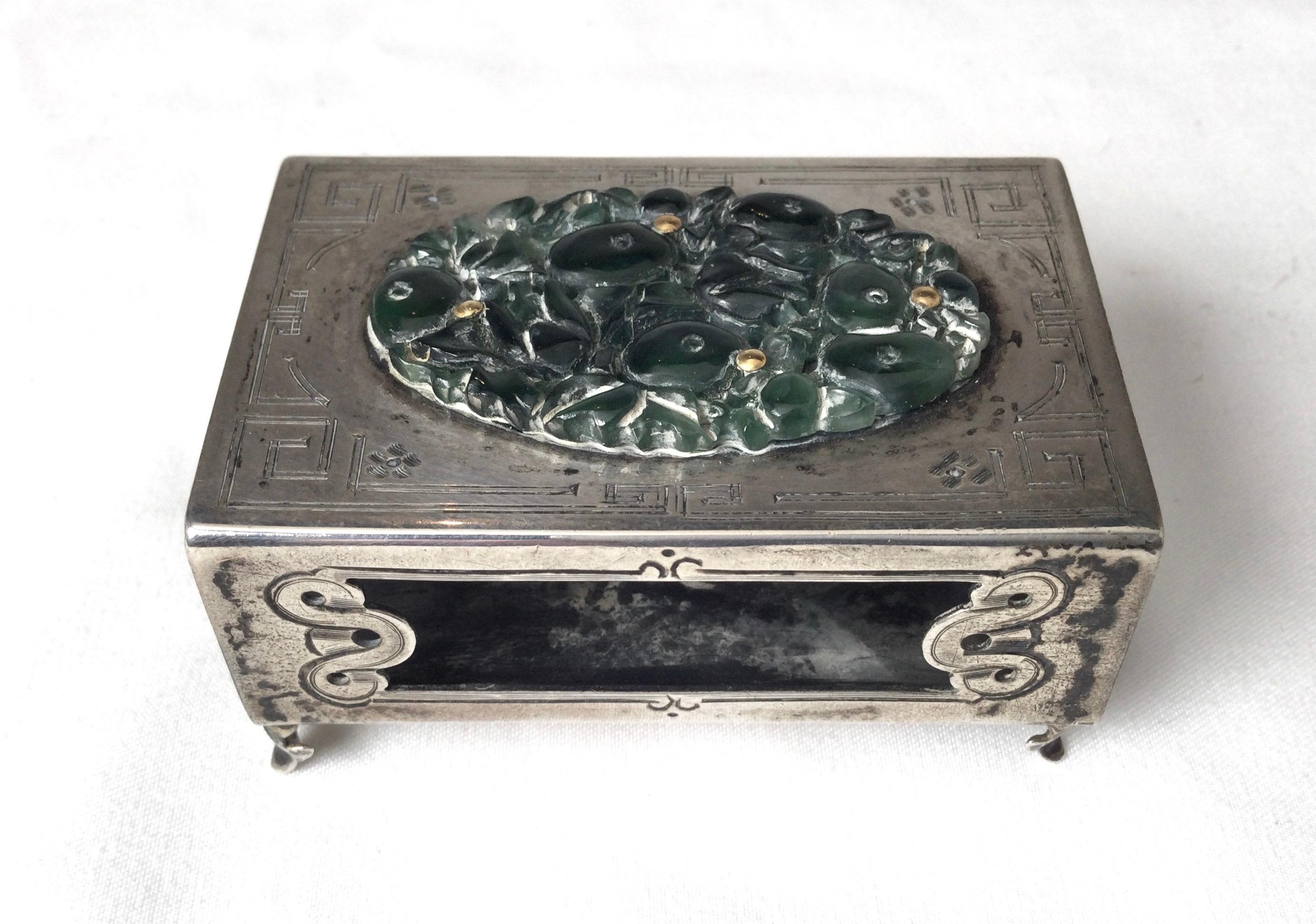 Jade and Sterling Silver Matchbox Cover by Edward Farmer For Sale at ...
