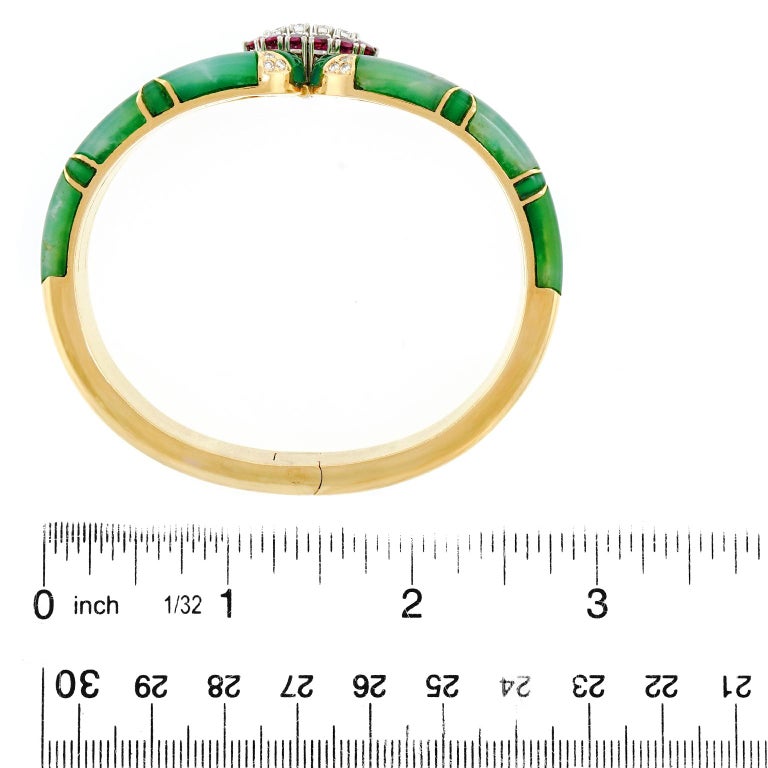 Jade Bracelet with Ruby and Diamonds by Paul Binder, Zurich at 1stDibs