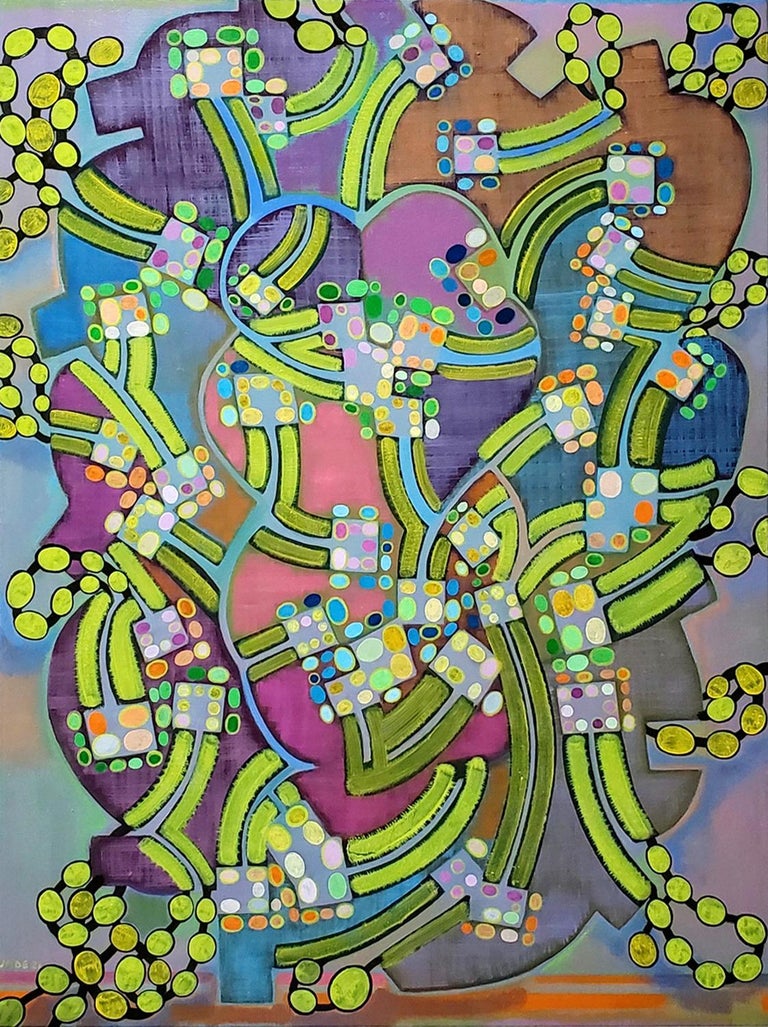 Jade Chan - Pathways, abstract aerial landscape with geometric shapes ...