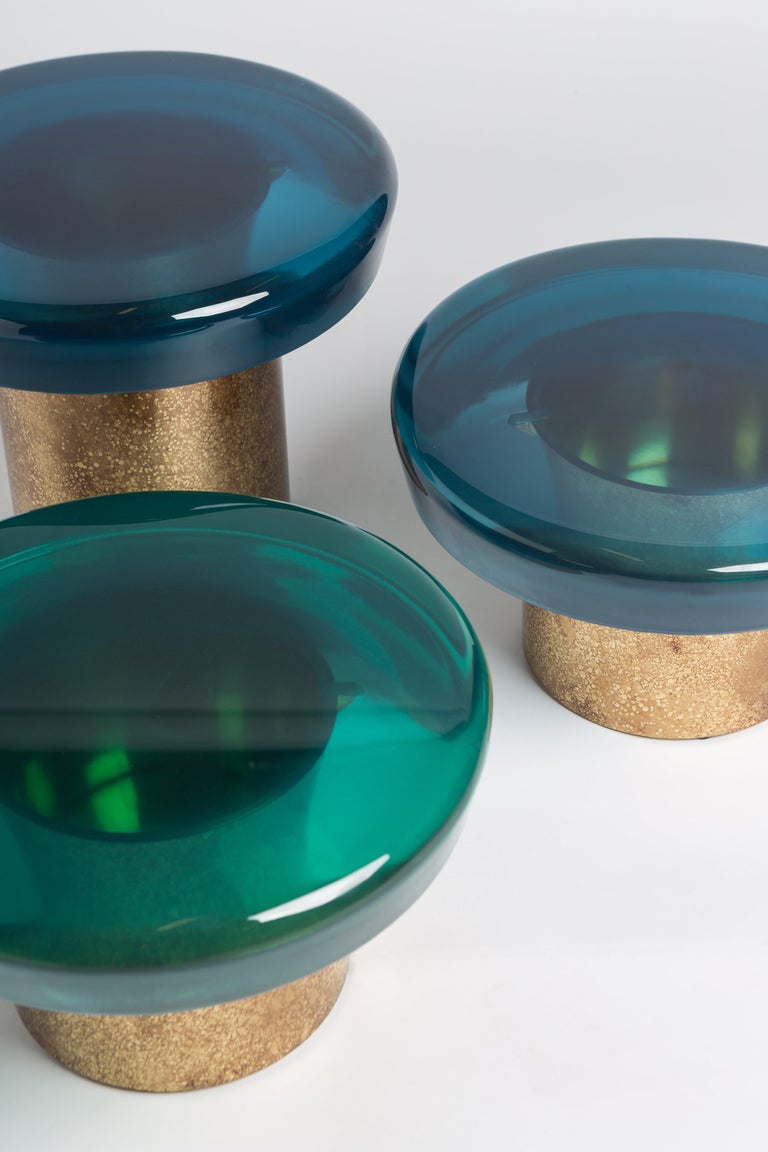 Jade Coffee Table Height by Draga and Aurel Resin and Brass, 21st ...