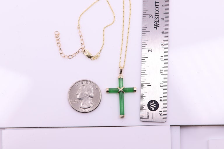 Jade Cross in 14 Karat Yellow Gold Jade Gold Cross For Sale at 1stDibs