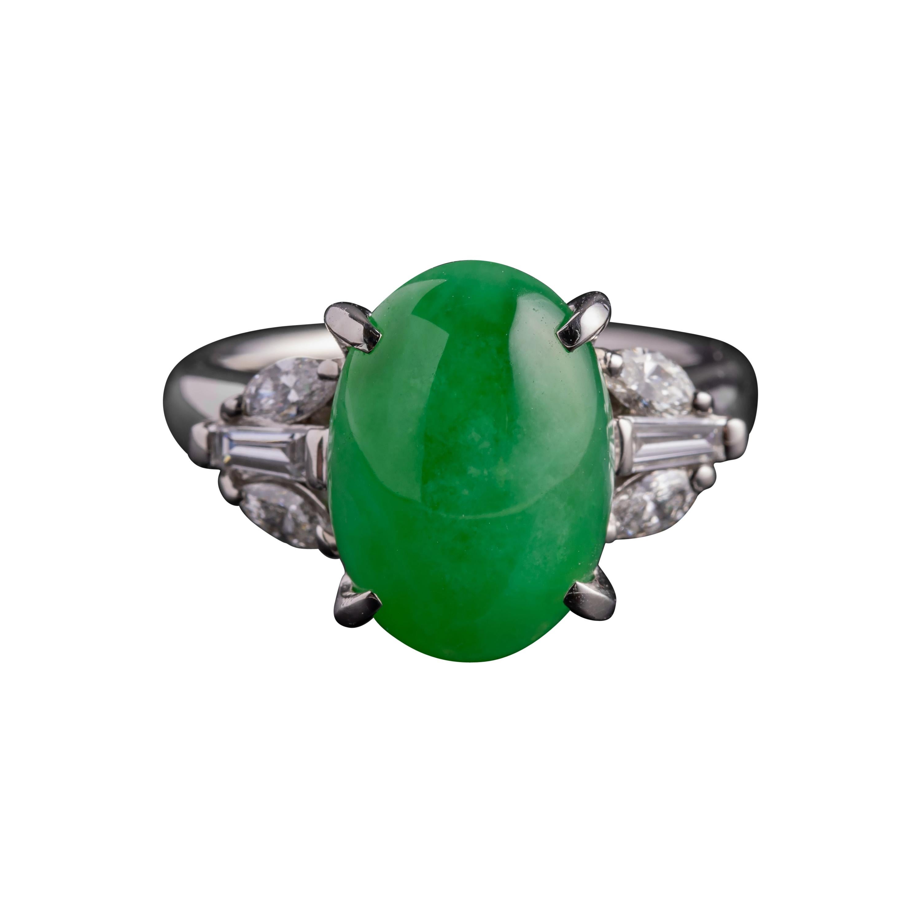 1920s GIA Certified Untreated Water Jadeite Jade Ring in Platinum at ...