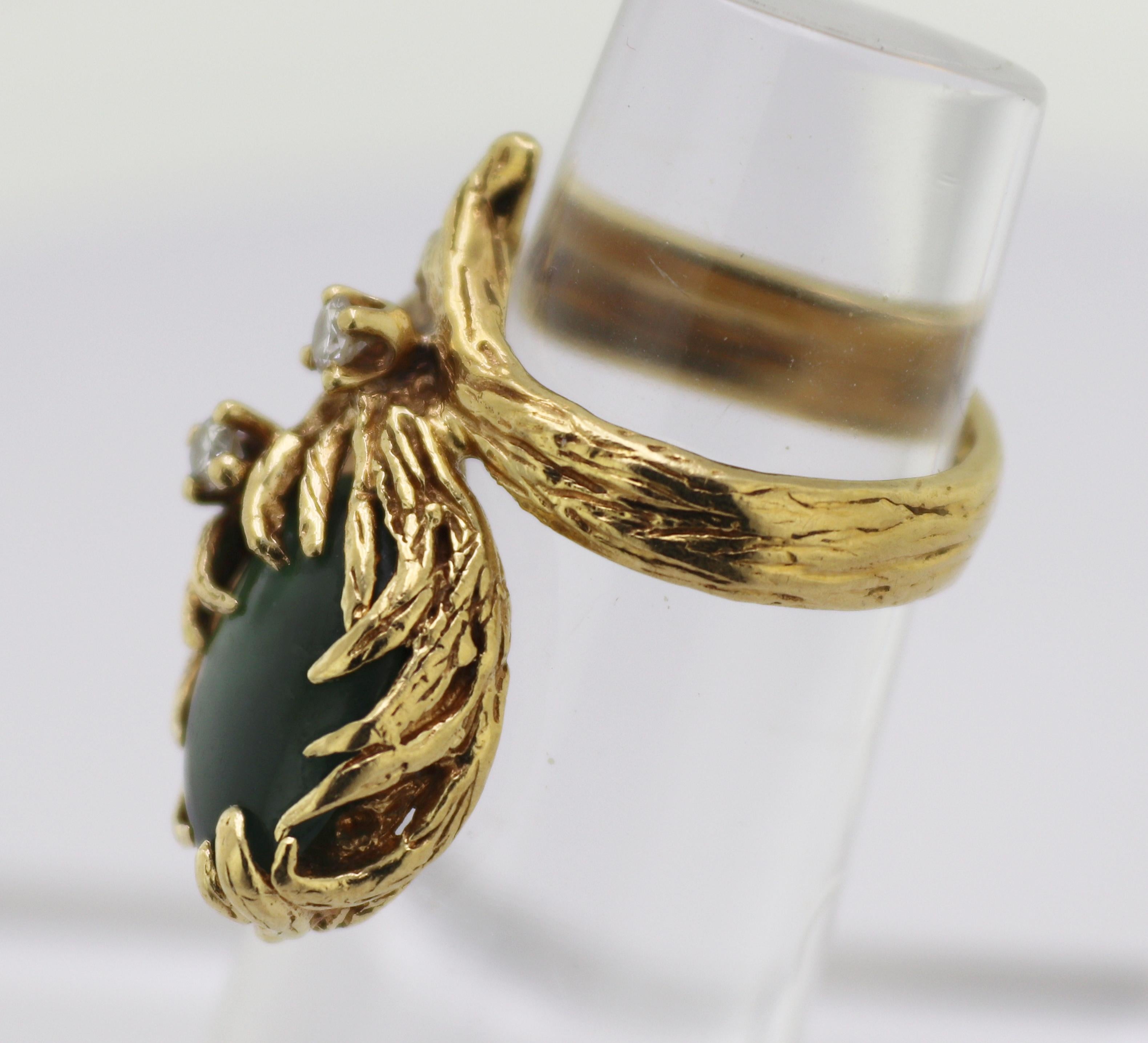 Jade, Diamond, Yellow Gold Ring For Sale at 1stDibs | jade wedding ring ...