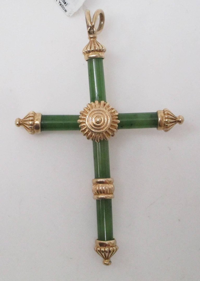 Jade Gold Cross Pendant at 1stDibs