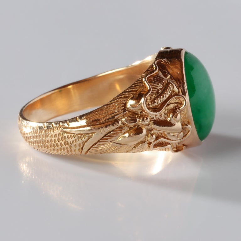 Jade and Gold Ring Certified Natural and Untreated at 1stDibs