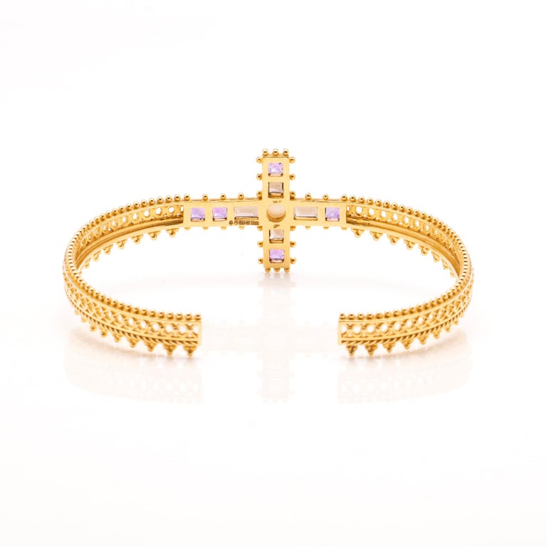 Jade Jagger Amethyst Madonna 18 Karat Yellow Gold Cross Bracelet For ...