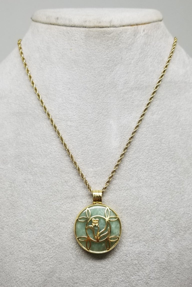 Jade "Medallion" 14 Karat Gold Pendant on Rope Chain at 1stDibs | 14 ...