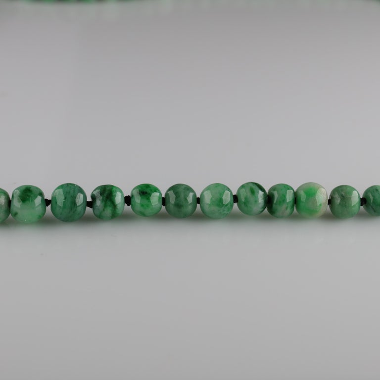 Jade Necklace circa 1930s Variegated Green Certified Untreated For Sale ...