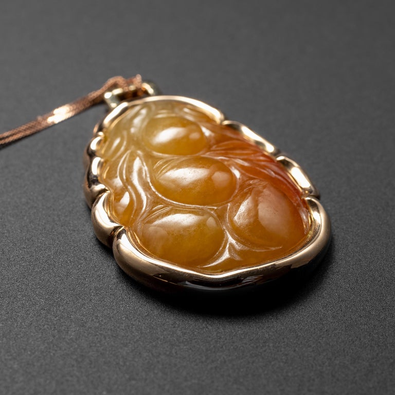 Jade Pendant Carved Peaches Certified Untreated For Sale at 1stDibs ...