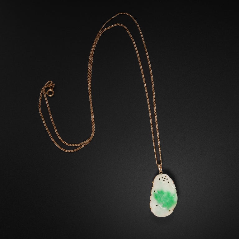 Jade Moss on Snow pendant Double Sided Certified Untreated For Sale at ...