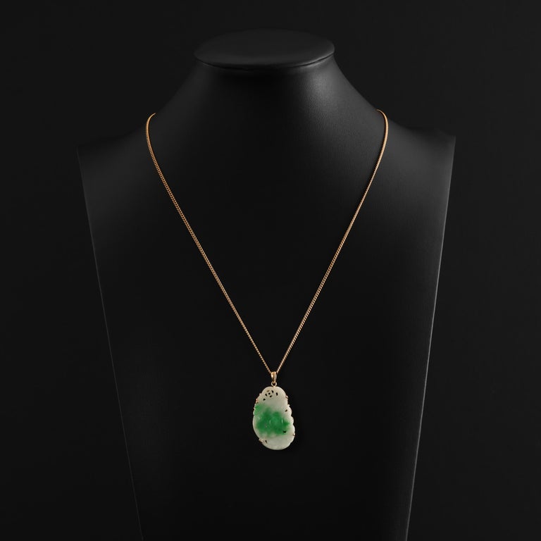 Jade Moss on Snow pendant Double Sided Certified Untreated For Sale at ...