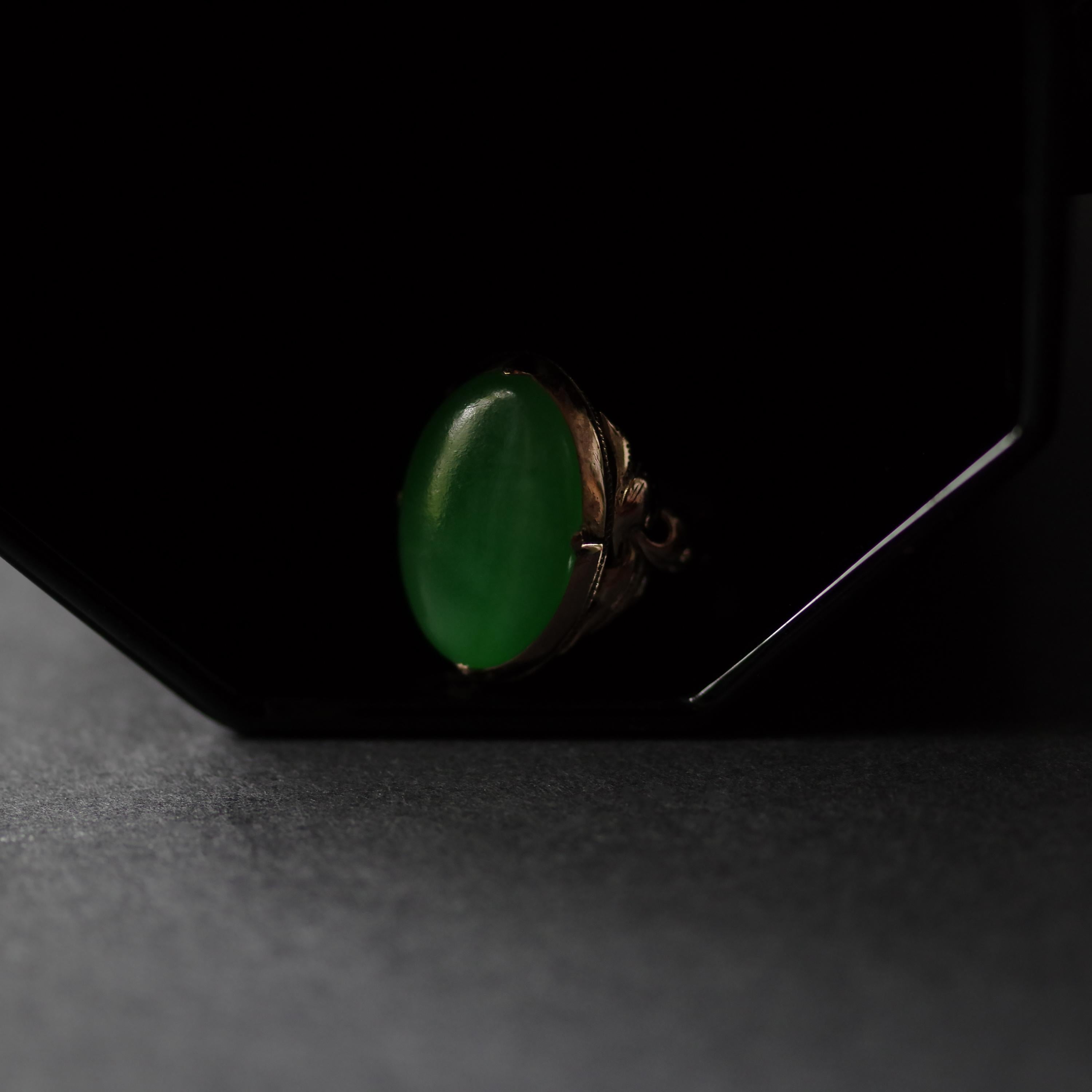 Jade Ring Emerald Green Art Nouveau Certified Untreated at 1stDibs