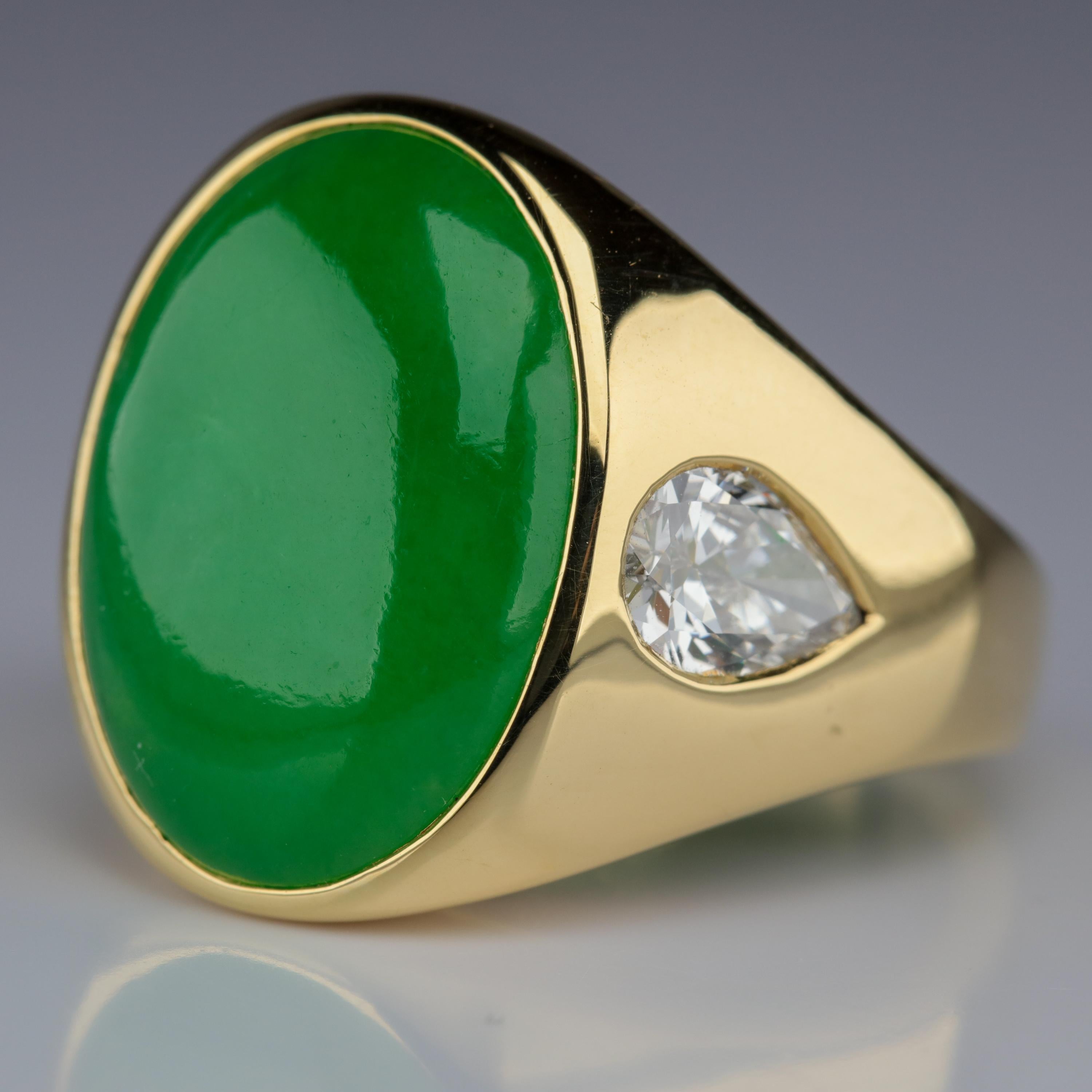Jade Ring with Diamonds is Midcentury Masterpiece at 1stDibs