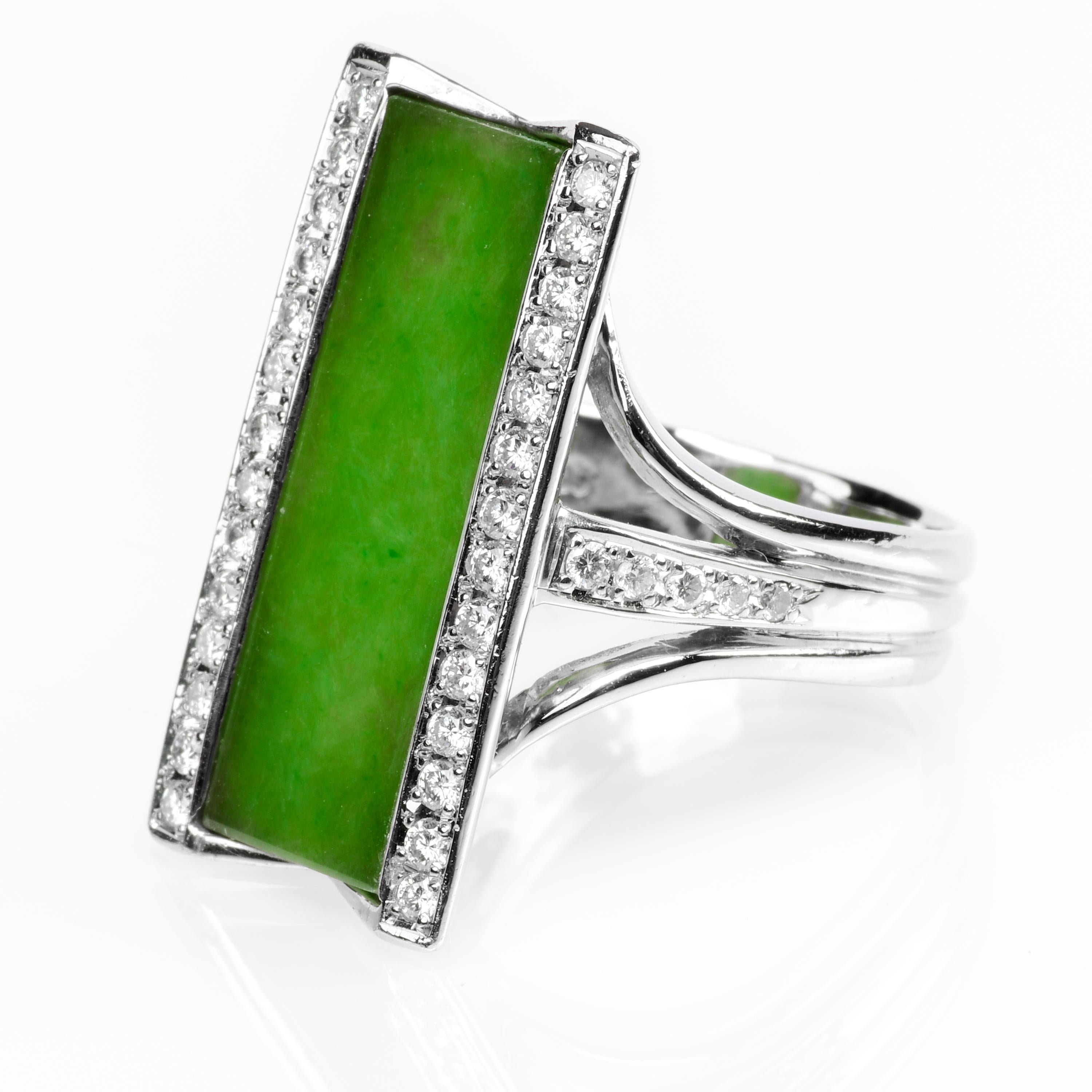 Jade Ring with Diamonds Midcentury GIA-Certified Untreated at 1stDibs