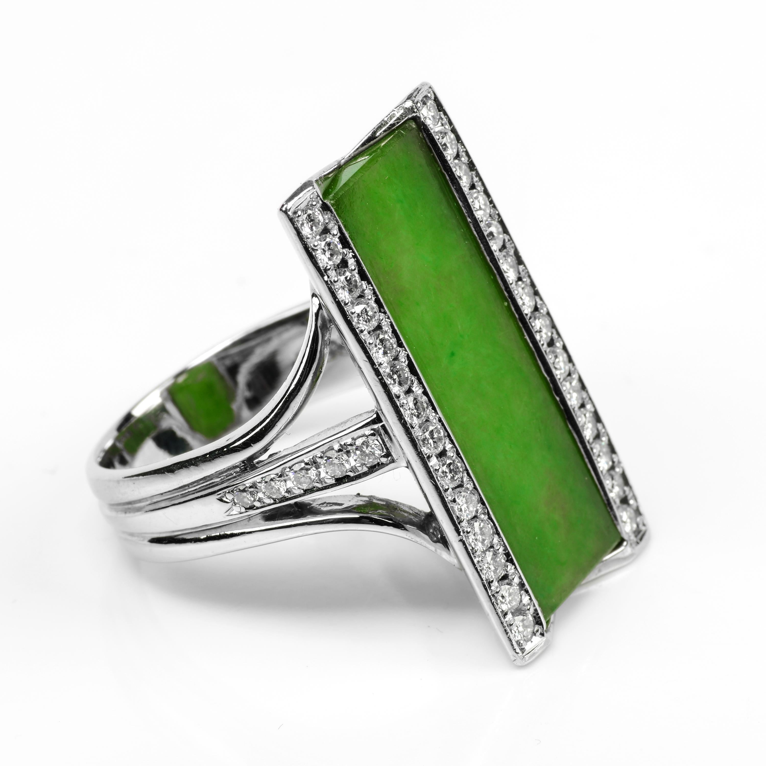 Jade Ring with Diamonds Midcentury GIA-Certified Untreated at 1stDibs